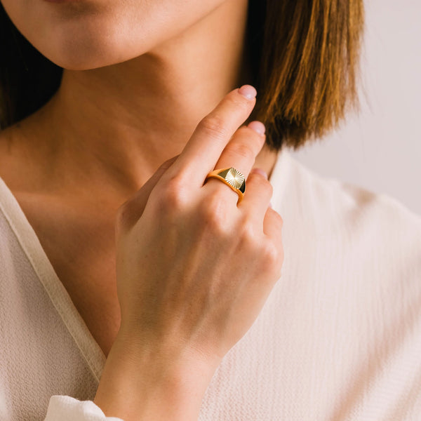 Fluted Signet Ring - Blue Windows
