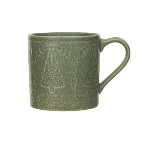 Wintergreen Stoneware Mugs - Blue Windows